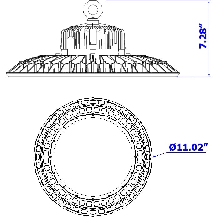 Bravo Series UFO LED High Bay, 100 Watts, DLC, IP65 - C2C Lights